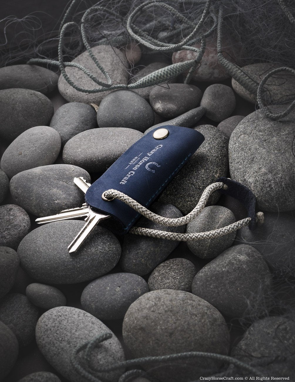 Leather Key Organiser, Holder | Blue Nubuck Leather