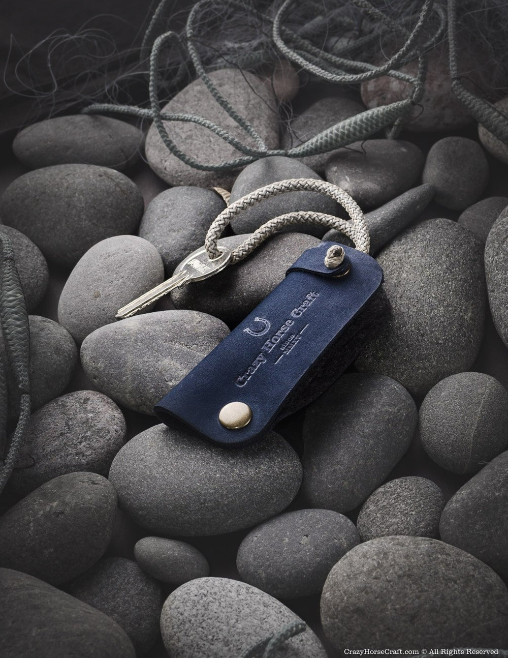 Leather Key Organiser, Holder | Blue Nubuck Leather